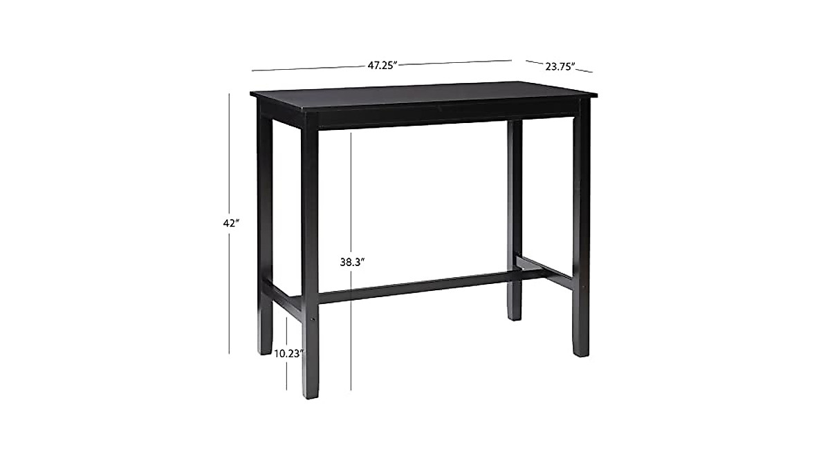 Linon Black 42" Pub Table: Stylish Bar Height Design