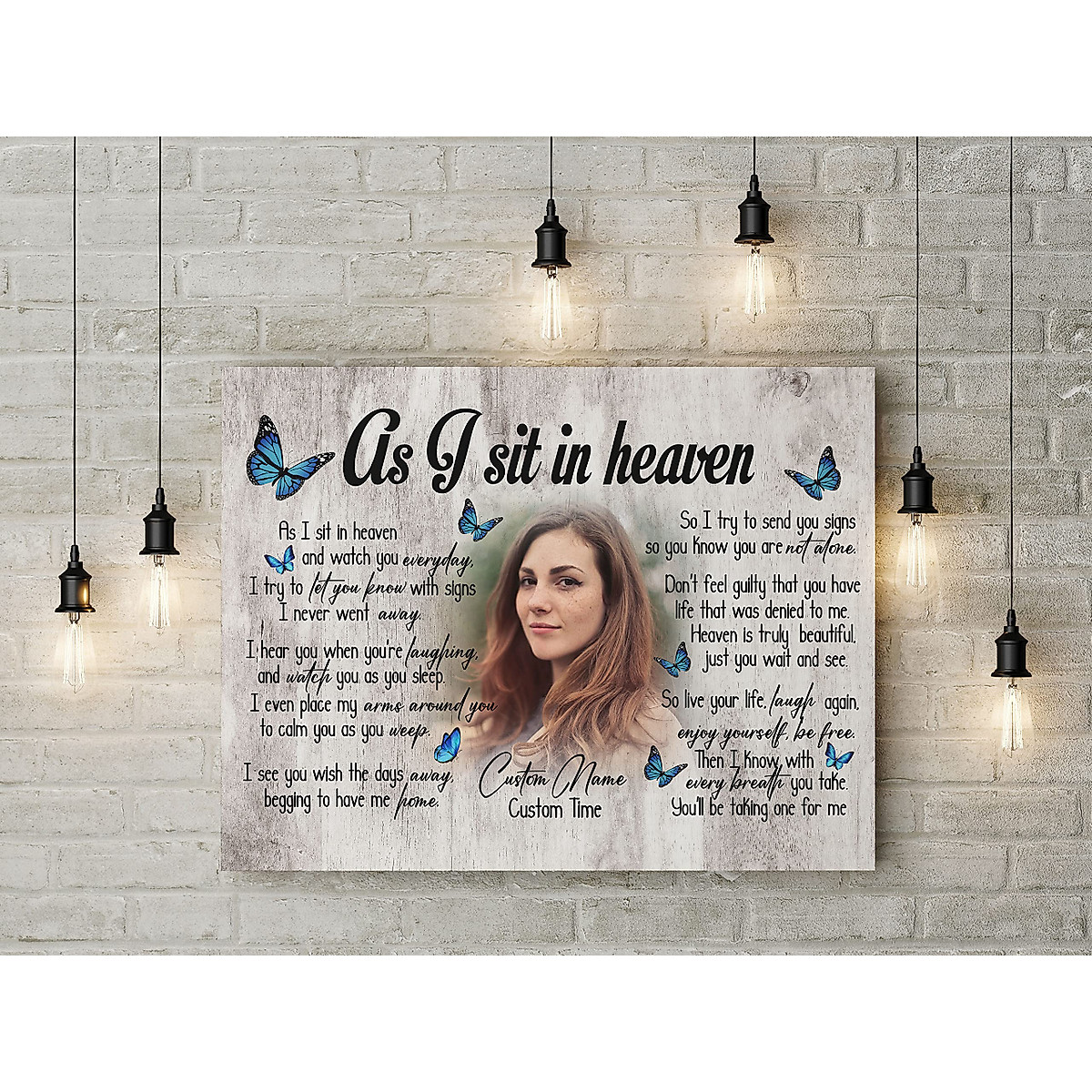 Personalized Memorial Gifts for Loss of Loved one, Meaningful Sympathy Gift for Loss of Sister Daughter Mom Dad - As I Sit In Heaven Canvas - VTQ43 (10x8 inch)