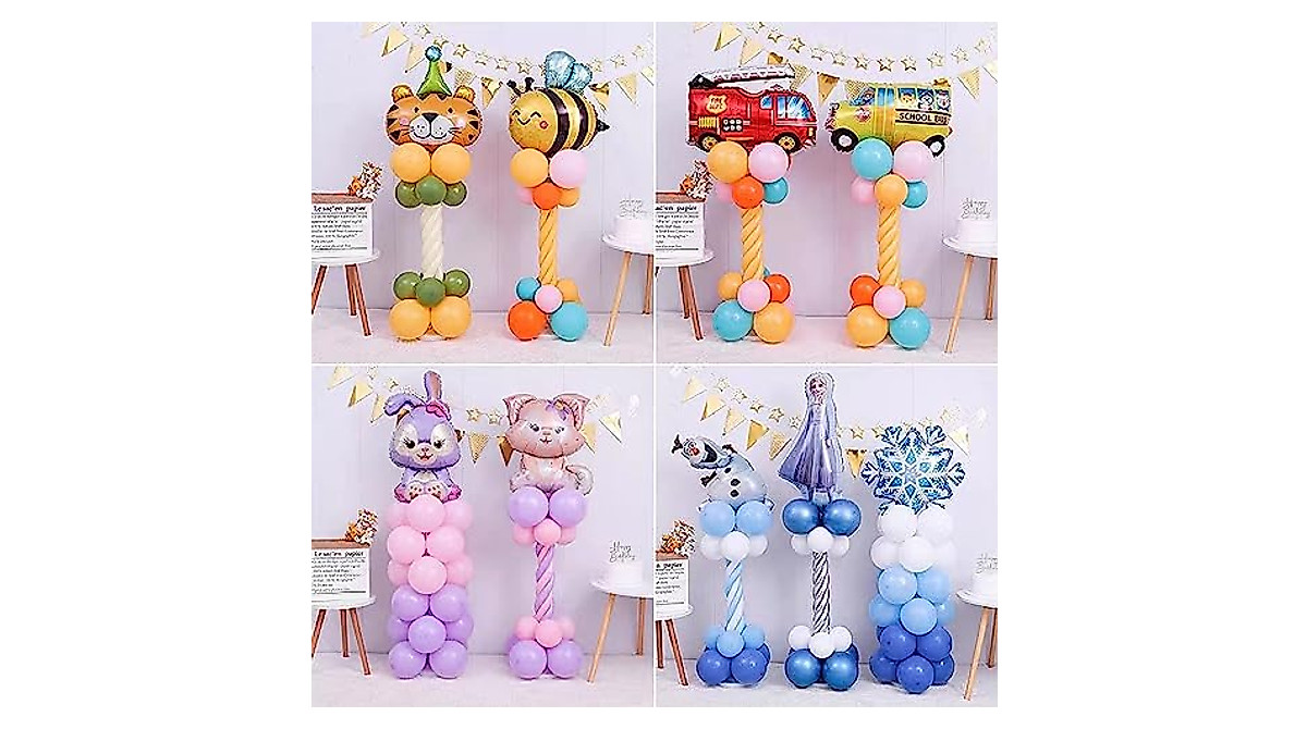 6 Set Balloon Column Kits, 43inch Tall Height Adjustable Reusable Clear ...