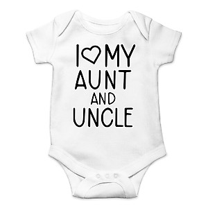 CBTwear I Love My Aunt and Uncle Baby Bodysuit - Cute Unisex Newborn Clothing Funny Infant Unisex Outfit (Newborn, White)