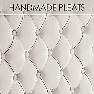 PaPaJet King Platform Bed Frame 61.4" Handmade Headboard Velvet Tall Upholstered Bed Deep Button Tufted/No Box Spring Required/Wood Slat Support/Easy Assembly/Cream