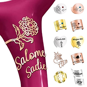 Stethoscope Name Tag Personalized,Custom Stethoscope Charms with ID Tag Accessorie Engraved Name Birthflower,Nurses Week Gift for Nurse Doctor Medical Assistant Vet-Style 7