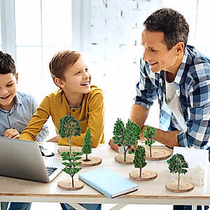 Lineshading 100 Pcs Mixed Model Trees Green Train Scenery Landscape Pine Miniature Diorama Trees for Train Crafts Village Dollhouse Garden Scenery Accessories DIY Road Architecture Building