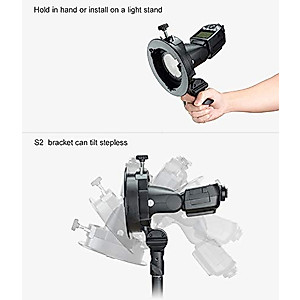 Godox S2 S-Type Speedlite Bracket Bowens Mount Holder for Godox V1 AD200Pro AD400Pro AD200 V860II TT685 TT600 TT350 Flash Strobe Speedlight