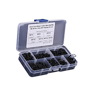 Evwoge 500pcs M3/3MM Diameter Phillips Pan Head Screws Self Tapping Drilling Screws Assortment Kit Carbon Steel 6mm 8mm 10mm 12mm 16mm 18mm 20mm Length