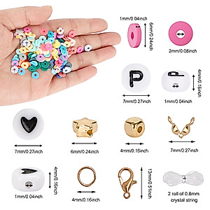 QUEFE 15360pcs, 192 Colors Clay Beads for Bracelet Making Kit Flat Round Polymer Spacer Heishi Beads Jewelry with Pendant Charms Letter and Elastic Strings