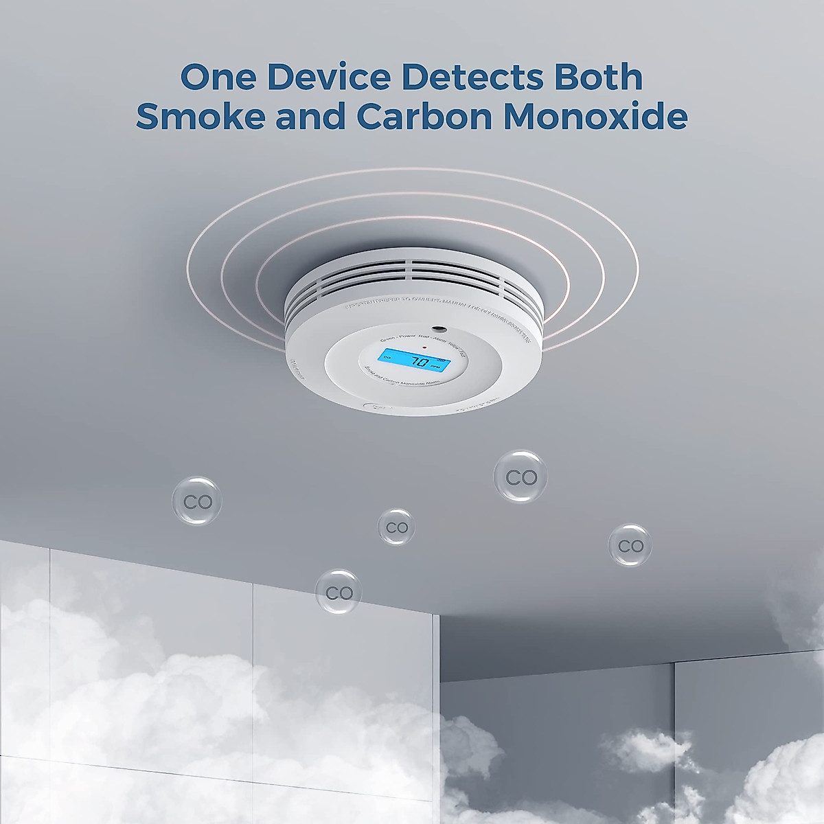AEGISLINK Smoke and Carbon Monoxide Detector 10-Year Lifespan, Photoelectric Fire Alarm and Electrochemical CO Alarm with Test/Silence Button, with Replaceable Battery, SC240