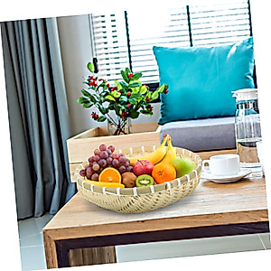 Alipis 3Pcs bamboo three piece set Bread Basket Tray wicker food shallow plate fruit rattan basket wicker basket tray fruit display basket Rattan Bread Basket wicker tray dining table egg