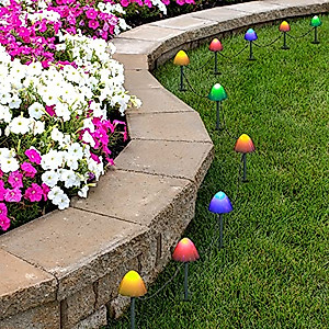 Remagr 4 Set 48 LED Mushroom Solar Lights 50 ft Mini Shaped Pathway Landscape Modes Powered Night Light Waterproof for Garden Patio Lawn Backyard Christmas , multiple colors