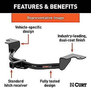 CURT 11250 Class 1 Trailer Hitch, 1-1/4-Inch Receiver, Fits Select Hyundai Accent, Kia Rio