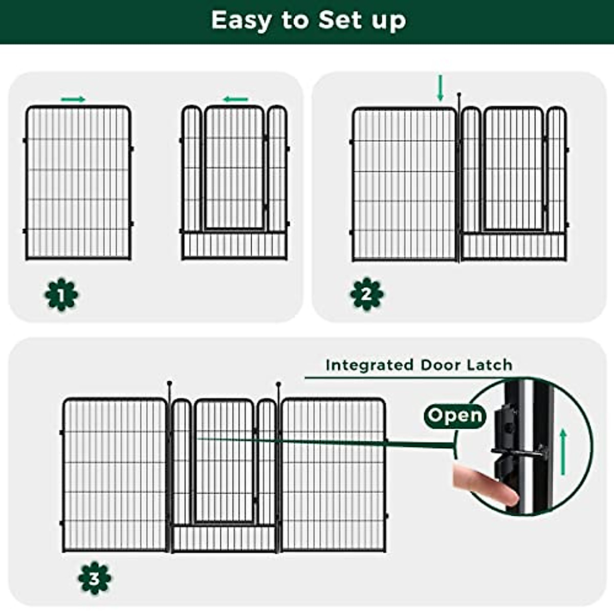 FXW Decorative Garden Metal Fence Temporary Animal Barrier for Yard, 5 Panels+1 Gate, 14'(L)×40"(H), Black