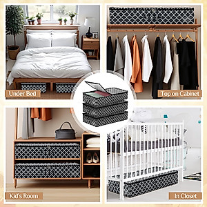 Lineshading 3 Pack Under Bed Storage Container Bags with Sturdy Zipper 32'' L x 16'' W x 6'' H Foldable Storage Organizer Bins with Clear Window and Reinforced Handles for Organized Clothes Pillows