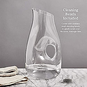 Red Wine Decanter - Glass Vase Red Wine Aerator - Gift Accessories - Clear Carafe with Cleaning Beads - Holds 750mL bottle