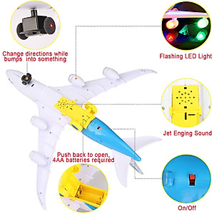 Electric Airplane Space Shuttle Carrier Transporter Bump and Go Kids Action Toy - Big Model Jumbo Jet with Flashing 3D Lights and Realistic Aircraft Plane Sounds