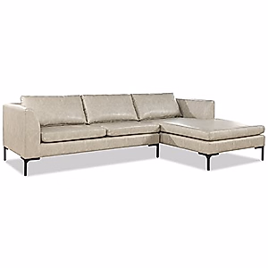 Jennifer Taylor Home S66101-R-U024 Sofa Sectional, Dove Gray Faux Leather