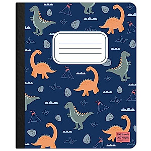 ScribbleMate Cute Composition Notebook Wide Ruled, Set of 3 Composition Notebpooks for Kids, Wide Ruled Composition Notebook for Boys and Girls. 100 pages 200 sheets. 9.75” x 7.5”