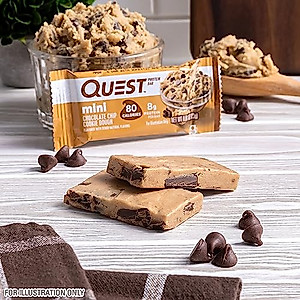 Quest Nutrition Mini Chocolate Chip Cookie Dough Protein Bars, High Protein, Low Carb, Keto Friendly, 14 Count