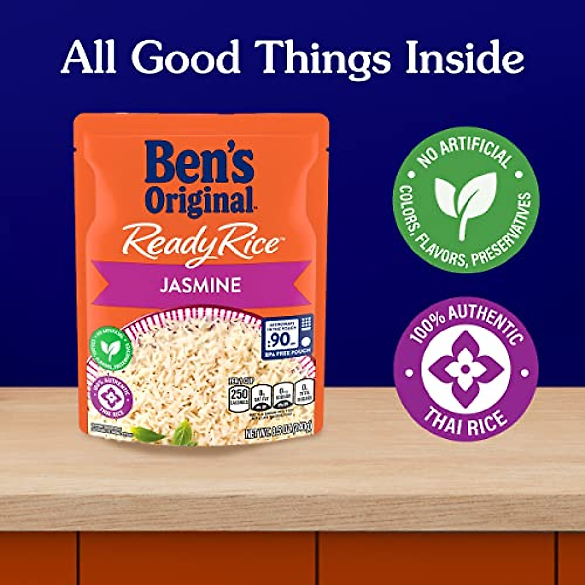 BEN'S ORIGINAL Ready Rice Jasmine Rice, Easy Dinner Side, 8.5 OZ Pouch (Pack of 12)