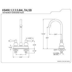 Kingston Brass KB497ALSB Victorian Bar Faucet, Brushed Brass