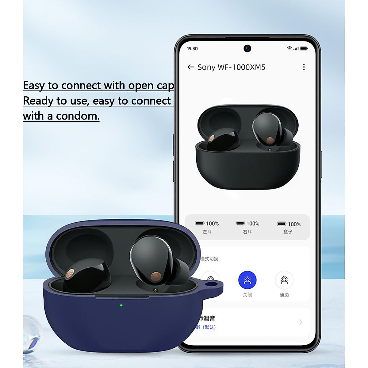 Silicone Case Compatible with Sonys WF-1000XM5 Earbuds Headphones, Shockproof & Anti-Scratch Portable Protective Cover for The Best Truly Wireless WF-1000XM5 Earbuds (Black)