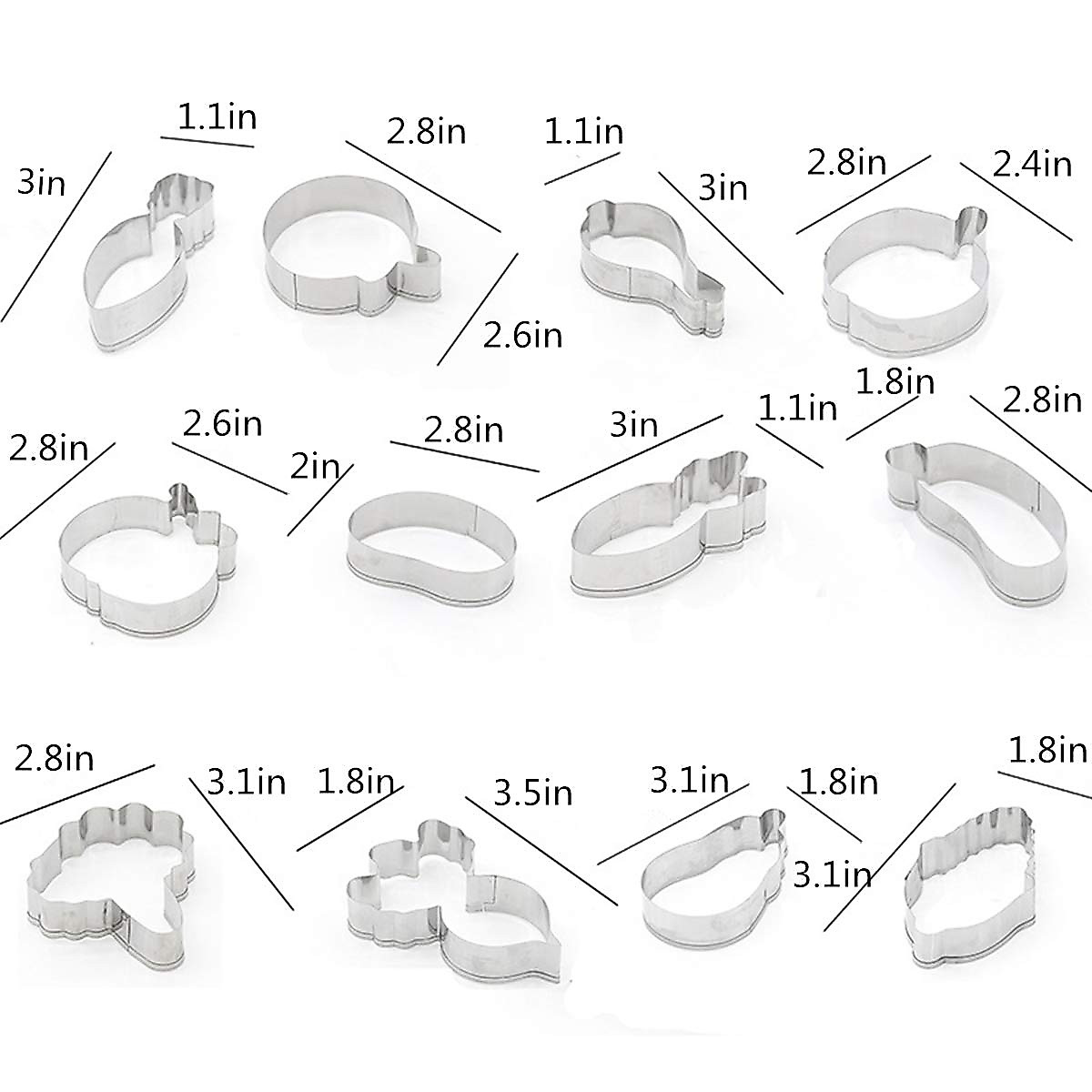 12Pcs Vegetables Cookie Cutter Set, Eggplant Corn Radish Pumpkin Tomato Stainless Steel Plaque Frame Pastry Biscuit Cake Fondant Pancake Stamps Mold, A More Fun Cookie to Children