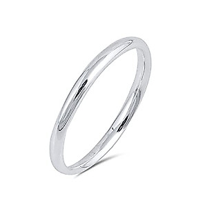 CloseoutWarehouse 925 Sterling Silver Plain Wedding Band Ring Size 5