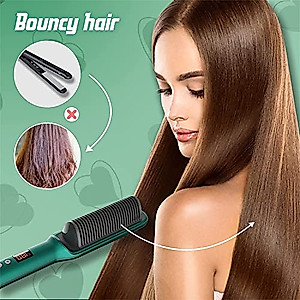2023 New Negative Ion Hair Straightener Styling Comb 2 in 1Hair Straightener Brush and Curlerwith 5 Temp, Fast Heating, Anti Scald, Professional Hair Straightener Comb for Home Travel Salon (Red)