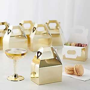 Juvale 36 Pack Small Gold Gable Boxes for Party Favors, Baby Shower, Wedding, Birthday (4 x 2.5 In)
