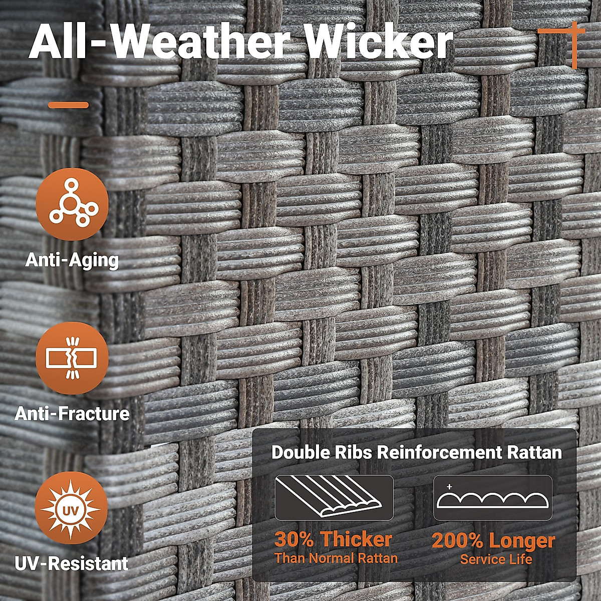 ovios 16 Piece Patio Furniture Set with Fire Pit Table,Outdoor Rattan Wicker Coversation Set with Swivel Rocking Chairs, Sectional Chairs for Outside Porch Balcony Backyard Pool,Light Blue