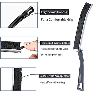 Hard-Bristled Crevice Cleaning Brush, Grout Cleaner Scrub Brush Deep Tile Joints - Stiff Angled Bristles for Showers, Bathtubs, Kitchens - Multi-Surface All-Around Household Cleaning Tool (A*3pcs)