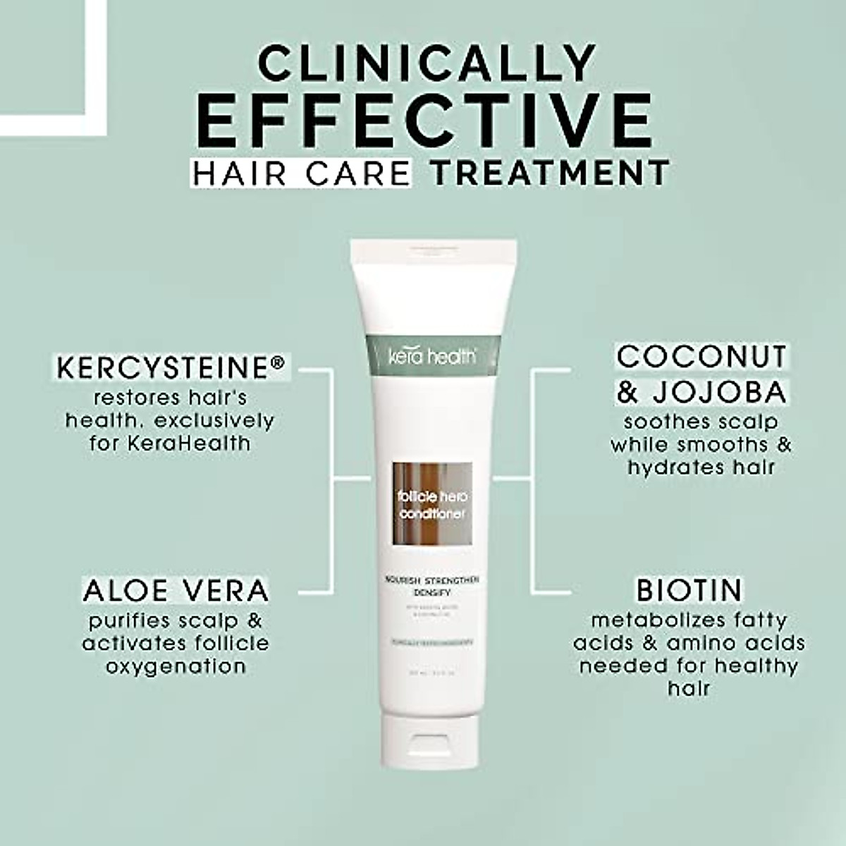 Follicle Hero Hair Growth Conditioner, Keratin Conditioner Hair Fall Solution for Women and Men, Paraben-Free Volumizing Conditioner for Fine Hair, 5.1 fl oz - KeraHealth