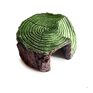 Reptile Pet Supplies Tortoise Resin Basking Platform,Turtle Round Wood Grain Platform Resin Ornament Dodge Hole (Round)