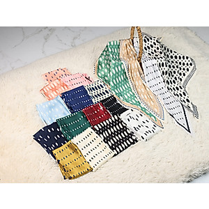 Allegra K 50s Pleated Neck Scarf for Women Rhombus Handkerchief Polka Dots Bandana Hair Wraps Headbands 102x45cm/40x18 inches(LxW) Pink Blue