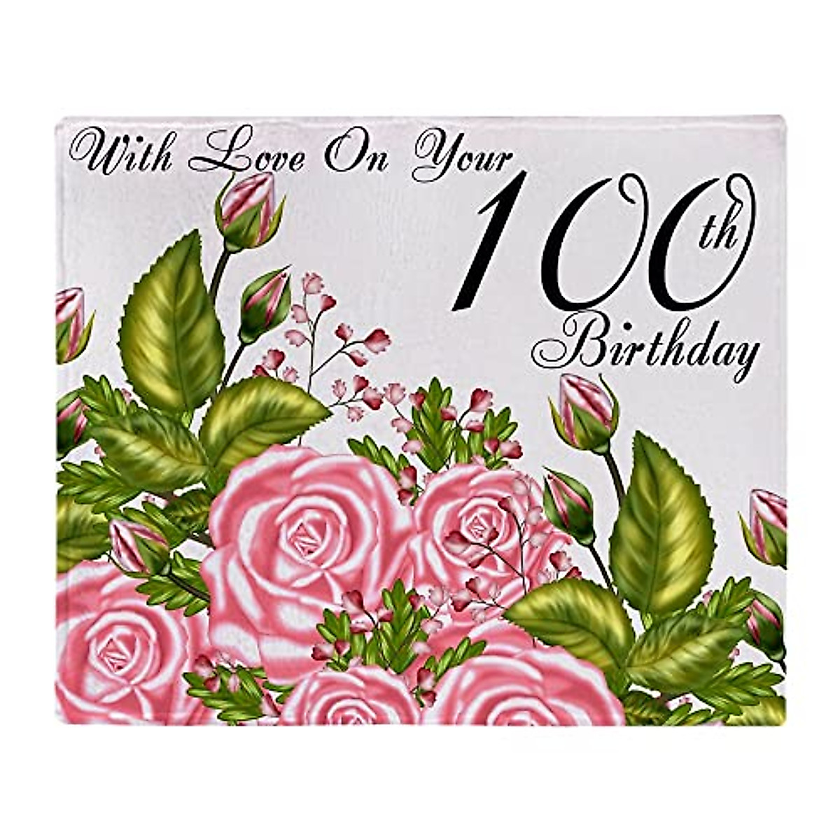 CafePress 100Th Birthday Pink Rose Throw Blanket Super Soft Fleece Plush Throw Blanket, 60"x50"