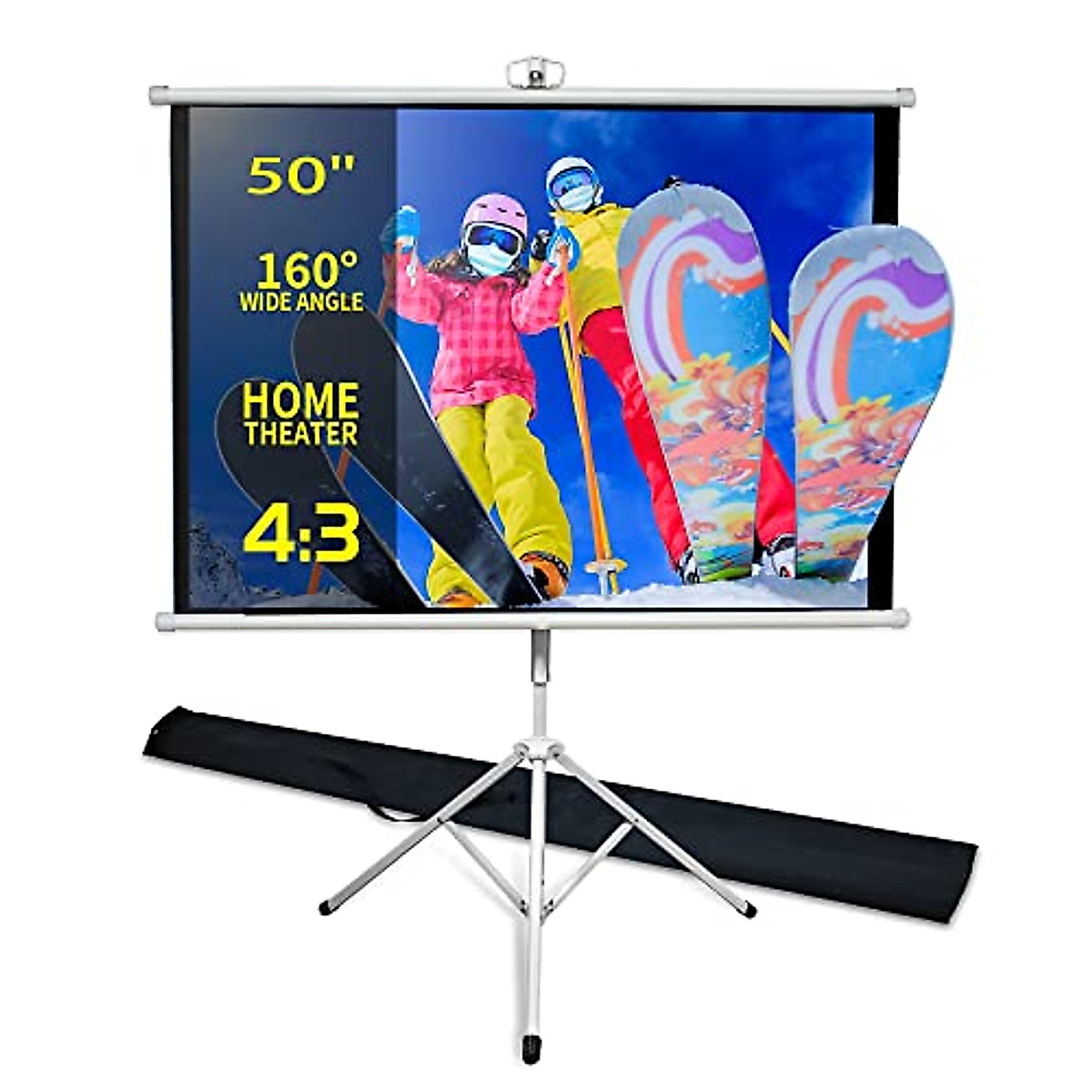 TRMESIA Portable Projector Screen 50in with Foldable Tripod Stand,Pull Down Small Screen for Projector,Projection Mini Movie Screen and Stand 4:3 Ratio & Carry Bag for Indoor Outdoor Movie Night
