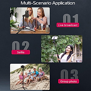 ULANZI MT-44 Extendable Phone Tripod, 59" Selfie Stick Phone Vlog Tripod Stand with 2 in 1 Phone Clip, 360° Ball Head Camera Tripod for iPhone Sony Canon Action Camera, Lightweight for Travel