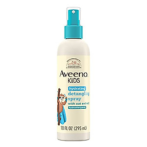 Aveeno Kids Hydrating Detangling Spray with Oat Extract, Quickly & Gently Detangles Kids' Hair, Tear-Free & Suitable for Skin & Scalp, Light Fragrance, Hypoallergenic, 10 fl. Oz
