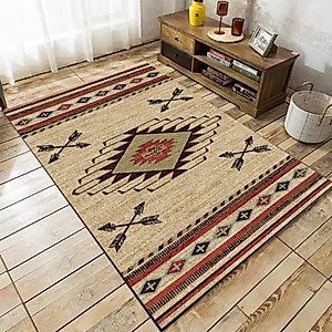 Southwest American Area Carpet, 3x5ft, Vintage Native American Living Room Mat, Anti-Slip Soft Foldable Durable Rug, Easy Clean No Crease Absorbent Thin Rug for Hardwood Floors Runner