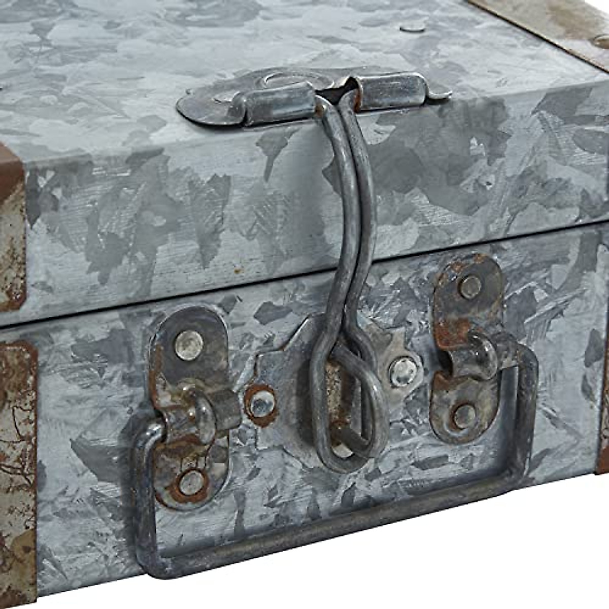 Deco 79 Metal Box with Hinged Lid, Set of 3 13", 16", 19"W, Gray