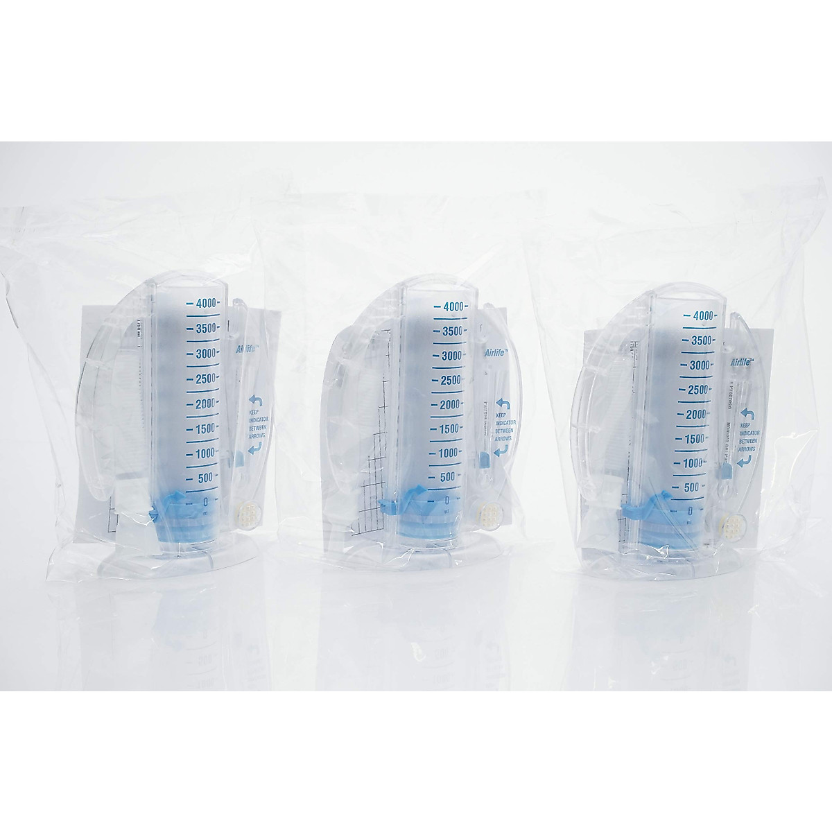 Vyaire Medical 1901A AirLife Volumetric Incentive Spirometers, One Way Valve, 4000 mL, Pack of 12