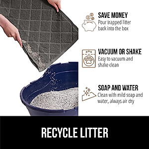 The Original Gorilla Grip Water Resistant Cat Litter Box Trapping Mat 35x23, Easy Clean, Textured Backing, Traps Mess, Cleaner Floors, Less Waste, Stays in Place for Cats, Soft on Paws, Charcoal