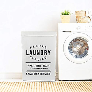 Laundry Hamper with Lid and Rope Handles,Foldable Hamper Easily Transport Laundry Basket,Linen Clothing Storage and Organization for Home Bedroom,Extra Large Capacity Toy Box,(Beige White)