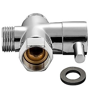 AVAbay All Brass T-Valve with Shut-Off Adapter, 3-Way Tee Connector with Chrome Finish, 3-Way T-Adapter with Shut Off Valve, T Adapter for Handheld Toilet Bidet Spray, 7/8"×7/8"×G1/2