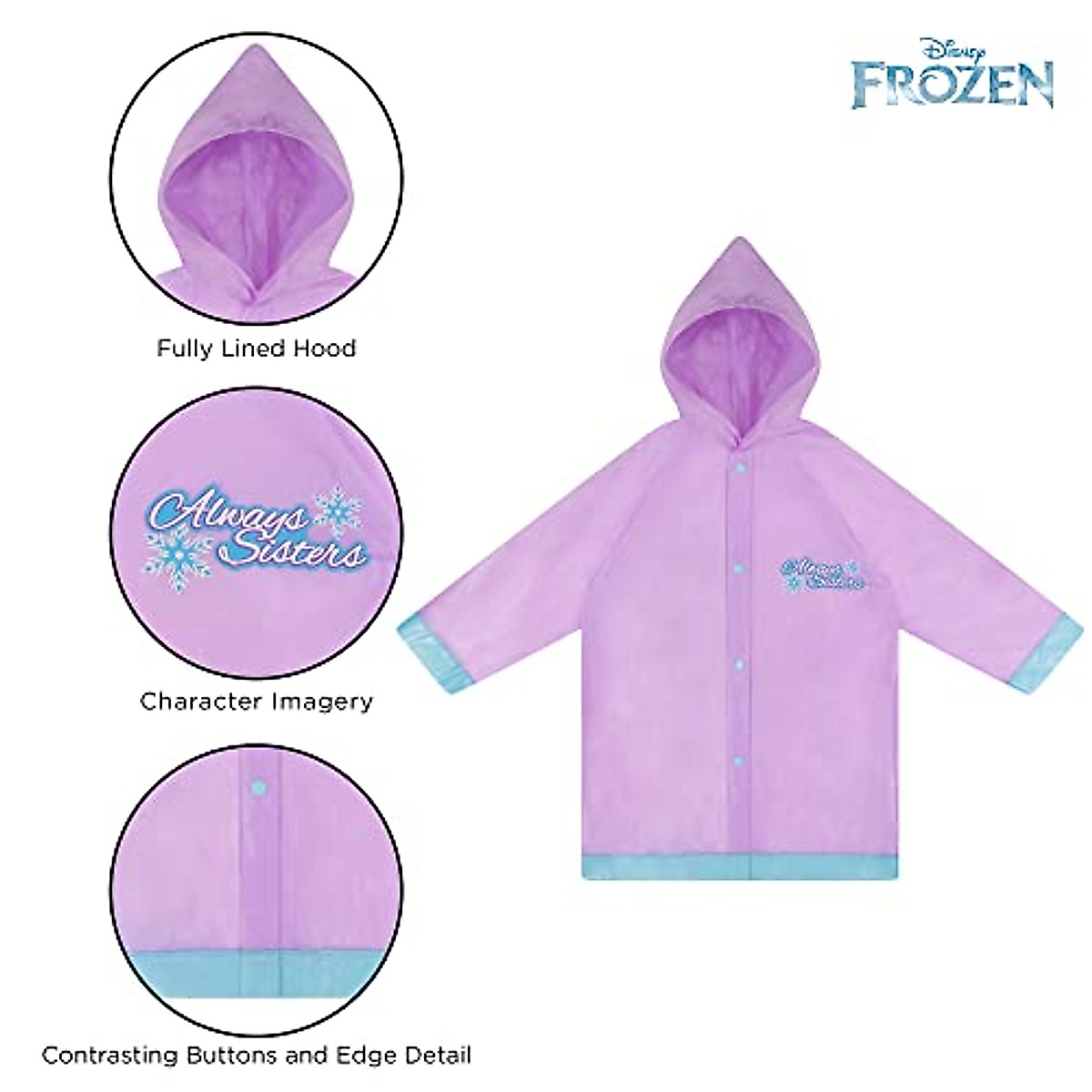 Disney girls Frozen Kids Umbrella and Slicker, Elsa and Anna Rainwear Set for age 2-7 Umbrella, Light Purple, MEDIUM 4-5 US