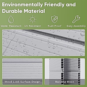 Patiowell 5x4 FT Outdoor Storage Shed, Resin Storage Shed with Floor & Window & Lockable Door for Patio Furniture, Garden Tools and Bicycle, White & Grey