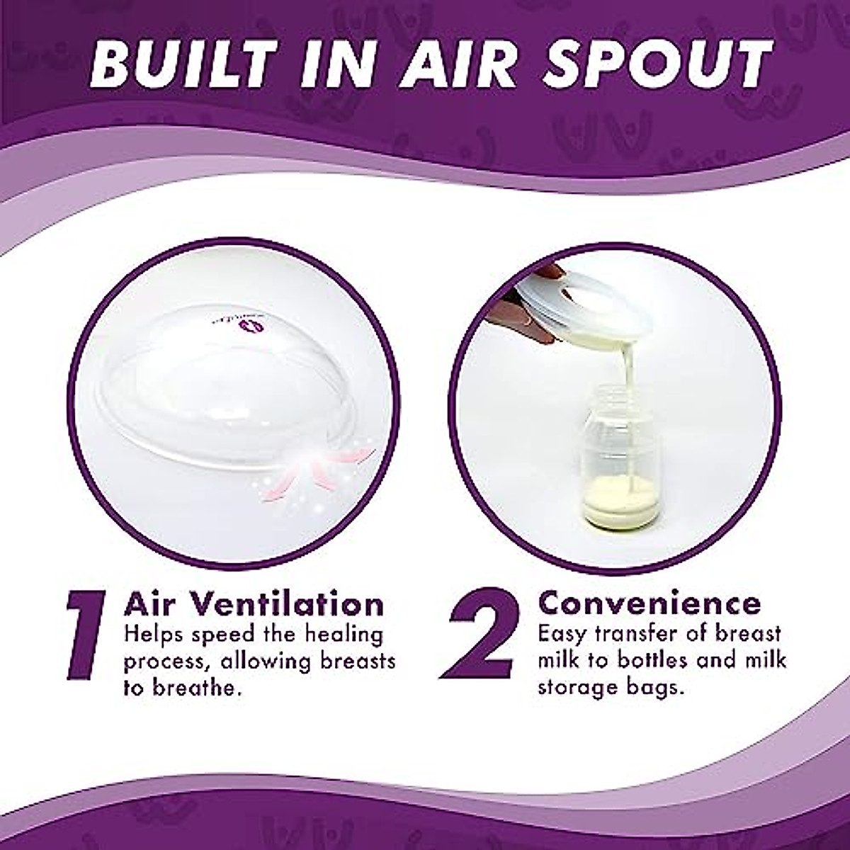 Breast Shell & Milk Catcher for Breastfeeding Relief (2 in 1) Protect Cracked, Sore, Engorged Nipples & Collect Breast Milk Leaks During The Day, While Nursing or Pumping (2 Pack)