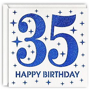 MAGJUCHE Blue 35th Birthday Card, Laser Cut Glitter Woman Man Age 35 Gift For Husband, Brother