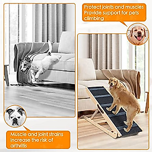 Pet Ramp, Upgrade Cat & Dog Ramp for Bed/Couch/Car with Non-Slip-5 Layer, 6 Adjustable Height Folding Pet Ramp for Small /Older Dogs Up to 200 LBS (Upgraded, 41.5" x 14.4")