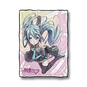 JUST FUNKY Vocaloid Fleece Blanket | 60” x 45” Inches | Featuring Hatsune Miku Blanket | Room Decor | Throw Blanket | Officially Licensed | My Figure Collection | Anime Merch | Anime Gifts