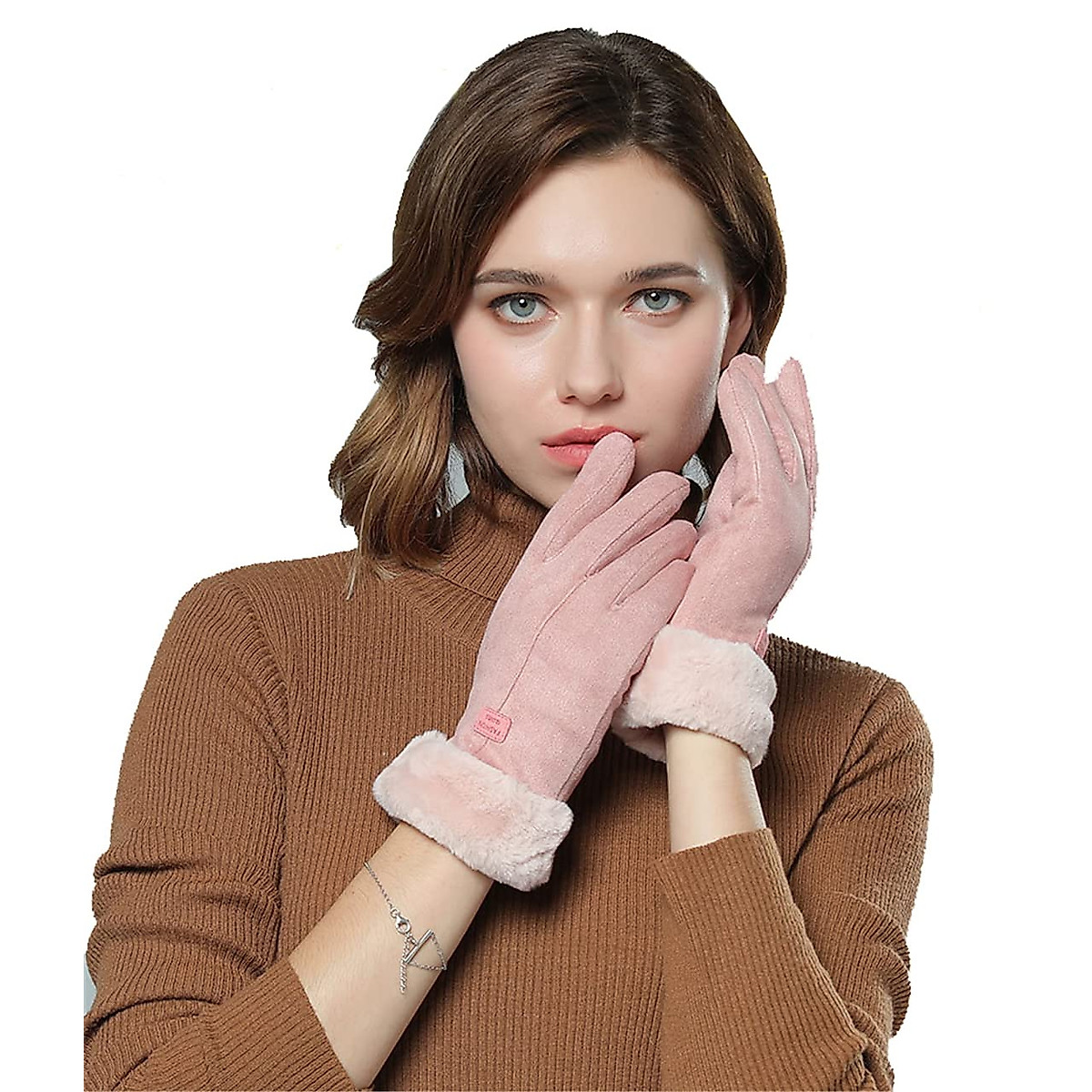 Winter Gloves for Women Cold Weather Warm Ladies Girls Ski Snow Gloves Touch Screen Texting Gloves Running Cycling Driving Black Gloves